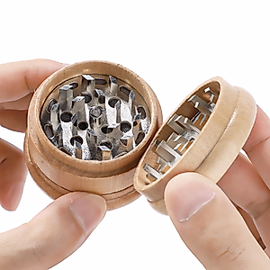 Herb Grinder 2.3Inch Spice Grinder with Durable Stainless Steel Blade,3 Layers Wodden grinder for Grinding Herbs