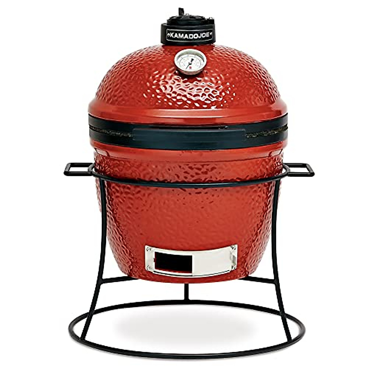 Kamado Joe KJ13RH Joe Jr. 13.5 inch Portable Charcoal Grill with Cast Iron Cart and Heat Deflectors, Blaze Red & Classic Accessories Veranda Water-Resistant 21 Inch Kamado Mini Ceramic BBQ Grill Cover