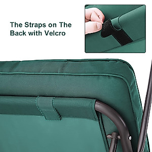 MCombo 3-Seat Outdoor Patio Swing Chair, Adjustable Backrest and Canopy, Porch Swing Glider Chair, w/Cushions and Pillows, 4068 (Green)