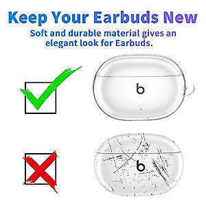Valkit Compatible with Beats Studio Buds/Buds + Case Cover, Clear Soft TPU Protective Cover with Keychain for Women Men Shockproof Skin Case for Beats Studio Buds 2021/Beats Studio Buds + 2023