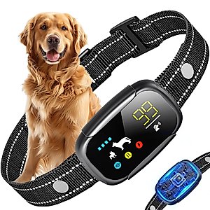Dog Bark Collar, Dog Shock Collar for Large Medium Small Dogs 10-150lbs, Rechargeable Anti Barking Training Collar with 5 Adjustable Sensitivity, IP67 Waterproof Dog bark Deterrent Devices (Black)