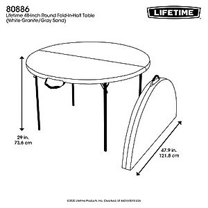 Lifetime 80886 48-Inch Round Fold-in-Half, 2 Pack, Light Commercial, White Granite Table