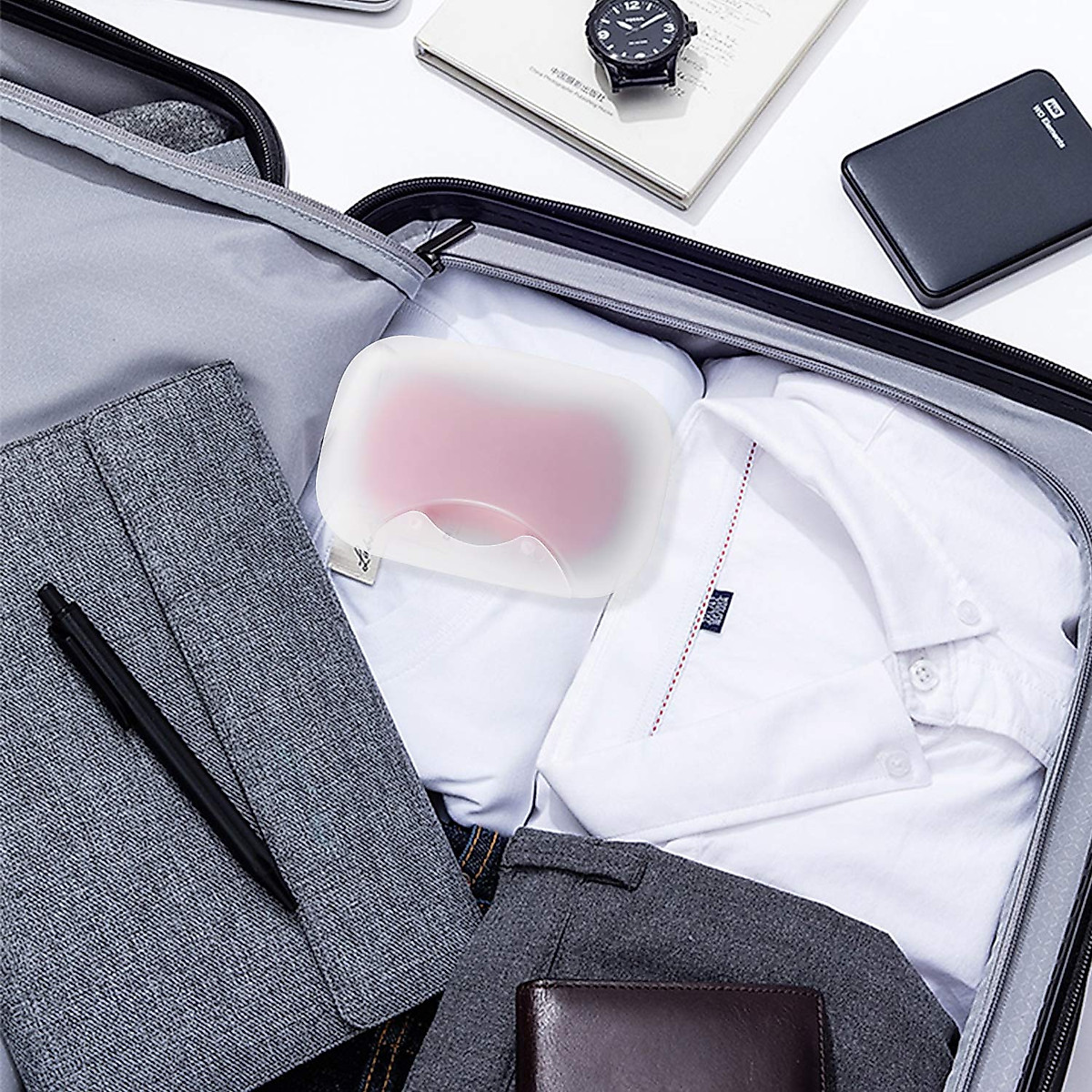 Anwenk Soap Dish Travel Box Soap Holder with Bubble Foam Soap Bag, Translucent Soap Tray Soap Saver Box Case for Home Travel Outdoor Hiking Bathroom Camping Gym,2Pack