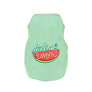 hionre Pet Vest Comfortable Casual Wear Fashion Print Cat Dog Streetwear T-Shirt Puppy Spring Summer Dog Clothes for Small Medium Dogs Girl Boy - Green L