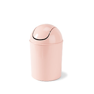 Umbra 1.25-Gallon Mini Waste Can w/Swing-Top Lid - Small Garbage Bin for Compact Spaces Under Tables & Counters, Miniature Trashcan, Removable Lid for Kitchens Bathrooms Bedrooms Dorms, Pink