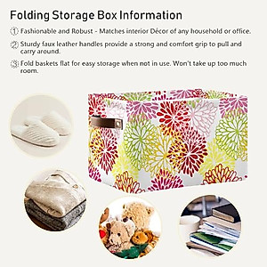 Colored Flowers Storage Basket Bins Foldable Toy Baskets Organization with Handles Laundry Hamper for Bedroom Office Clothes Pet Nursery Living Room,1 pcs