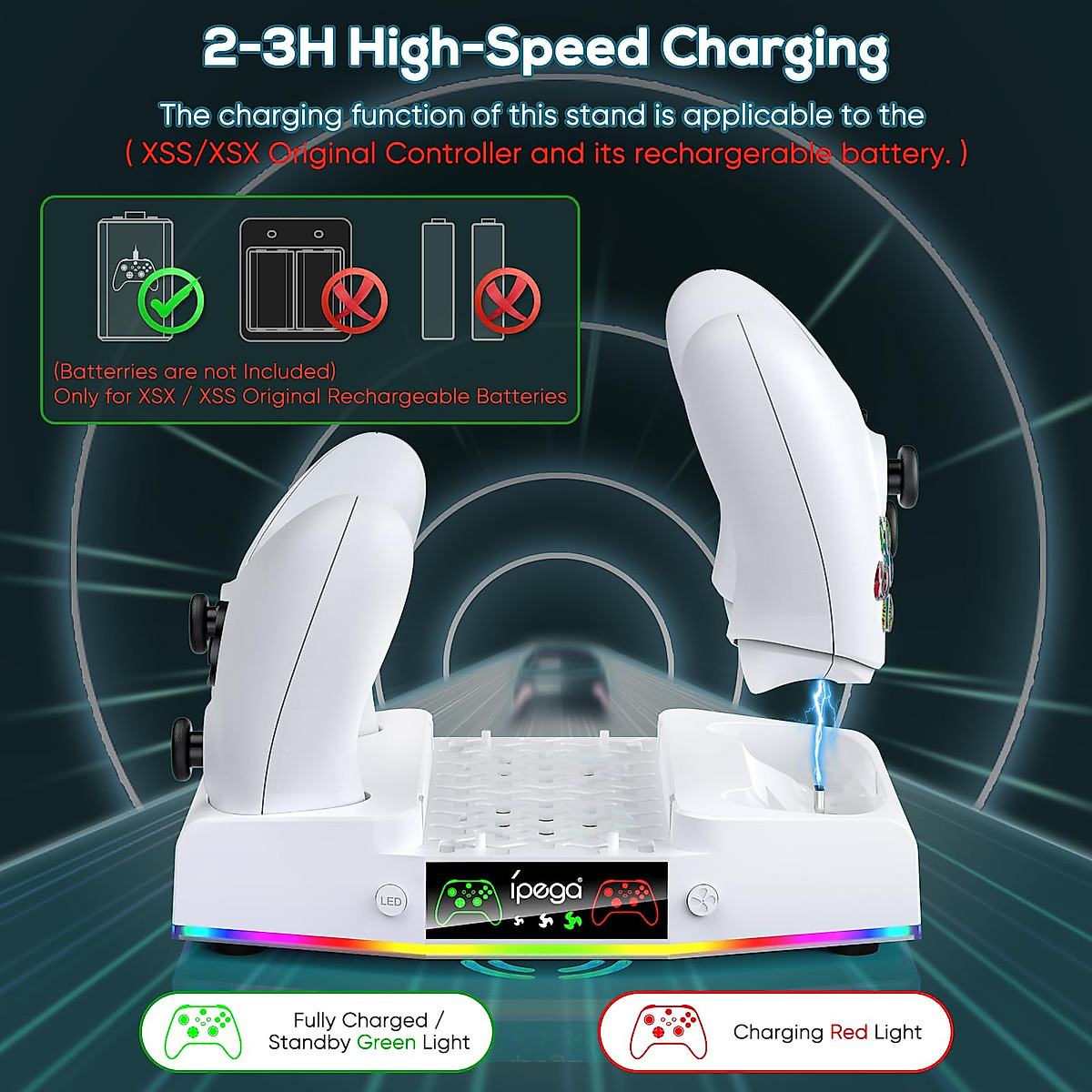 Upgraded Cooling Fan Stand for Xbox Series S with Charger Station, MENEEA Controller Charging Dock & Console Cooler System with 15 Colorful RGB Light & Headset Hook, Accessories for XSS