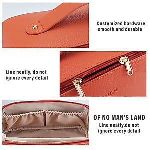 nqauen Makeup Bag Large capacity travel cosmetic bag Travel Toiletry Bag Organizer with Handle and Divider Cosmetic Bags (Orange, Medium)