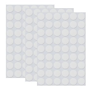 162 PCS in 3 Sheets Self-Adhesive Screw Hole Stickers Plastic Screw Covers Caps Plastic Screw Free Sticker Wood Textured Cover 21mm/0.82" Dia for Wooden Furniture White