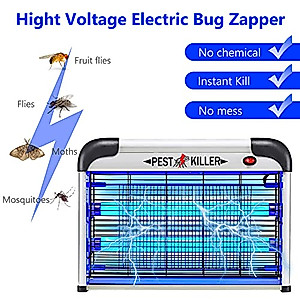 Bug Zapper Indoor,Powerful 2800V Electric Mosquito Fly Zapper,Insect Killer Lamp & Repellent with 20W UV Light,Plug-in Home Pest Control Bug Catcher/Eliminator/Eradicator for Gnat,Fruit Fly,Moth