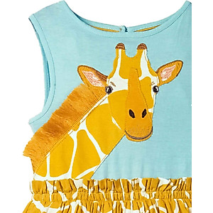 HILEELANG Toddler Girl Dress Casual Summer Short Sleeve Cotton Yellow Deer Party Elastic Waist Twinly Swing Dresses 3T