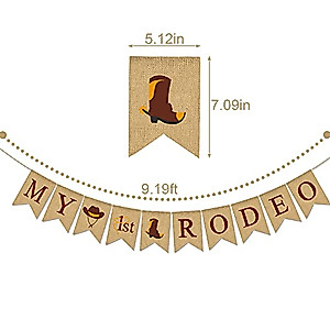 Jute Burlap My 1st Rodeo Banner Cowboy Wild West Boy Girl First Birthday Party Photo Booth Backdrop