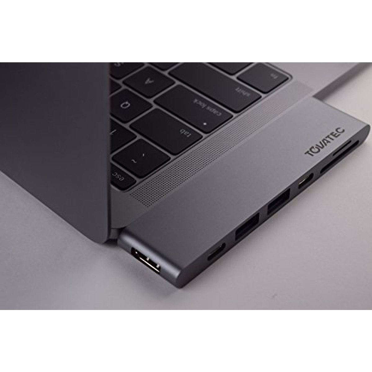 Tovatec Aluminum USB C Adapter Hub for 2016/2017 MacBook Pro 13 and 15 40Gbs Thunderbolt 3, 4k HDMI, Pass-Through Charging, Space Gray, 4.5"