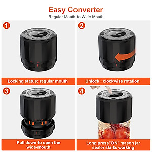 Mason Jar Vacuum Sealer - Electric Mason Jar Sealer Vacuum Sealing Kit, Vacuum Sealer for Mason Canning Jars with Can Opener, Regular and Wide Mouth Mason Jar Lids (Black)