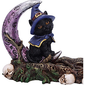 Nemesis Now Grimalkin Witches Familiar Black Cat and Crescent Moon Incense Burner,29cm