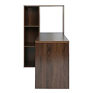 Haplized Modern Minimalist L-Shaped Office Computer Desk with 6-Tier Open Storage Shelf - Ideal for Office, Learning, and Gaming (Walnut)