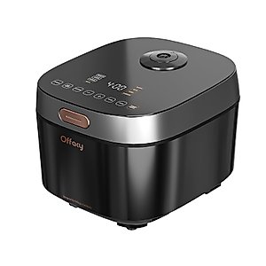 Offacy Rice Cooker Maker 8 Cup Uncooked 8 Preset Programs, Smart Fuzzy Logic, Large Stainless Steel Steamer, Friendly Touch Panel and LED HD Display, Auto Keep Warm, Quick Cook, Black