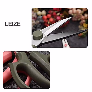 Leize Garden Flower Scissors, Premium Thickened Stainless Steel Floral Shears, Strong Pruner for Flowers, Branches and Leaves