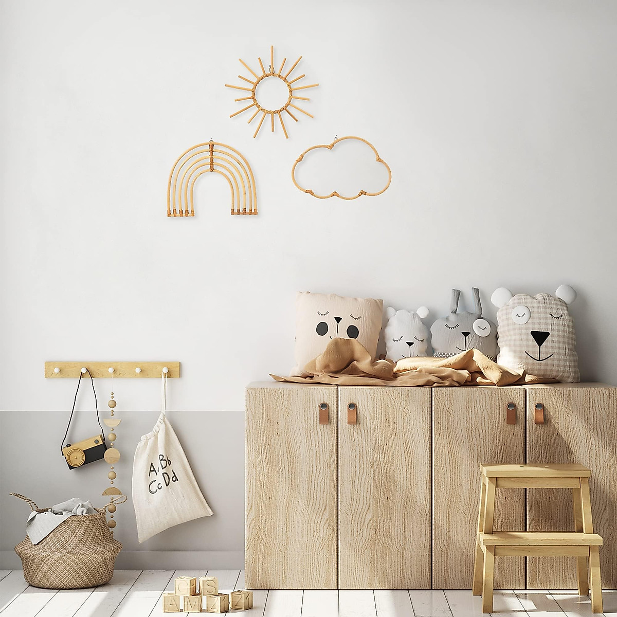 GaiaMade Rattan Nursery Decor, Neutral Theme for Nursery Decorations, Create a Boho Nursery, Playroom Wall Decor, Boho Nursery Decor, Boho Nursery Decor for Girl and Boy, Day Set.…