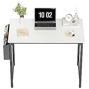 CubiCubi Computer Desk 32" Study Writing Table for Home Office, Modern Simple Style PC Desk, Black Metal Frame, White