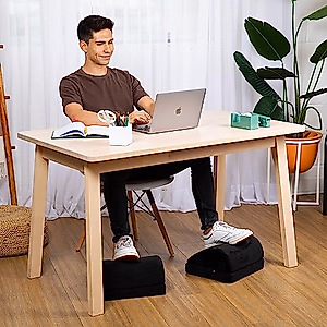 Restology Labs | Adjustable Width, Double Footrest for Under Desk - Adjustable Height, Width & Placement Foot Rest to find That Perfect Position, 24in Wide