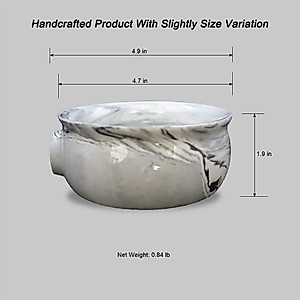 Bicrops Ceramic Shaving Soap Bowl For Men, Non-slip Handle, Wide Mouth, Large Capacity, Easier to Lather-White& Black