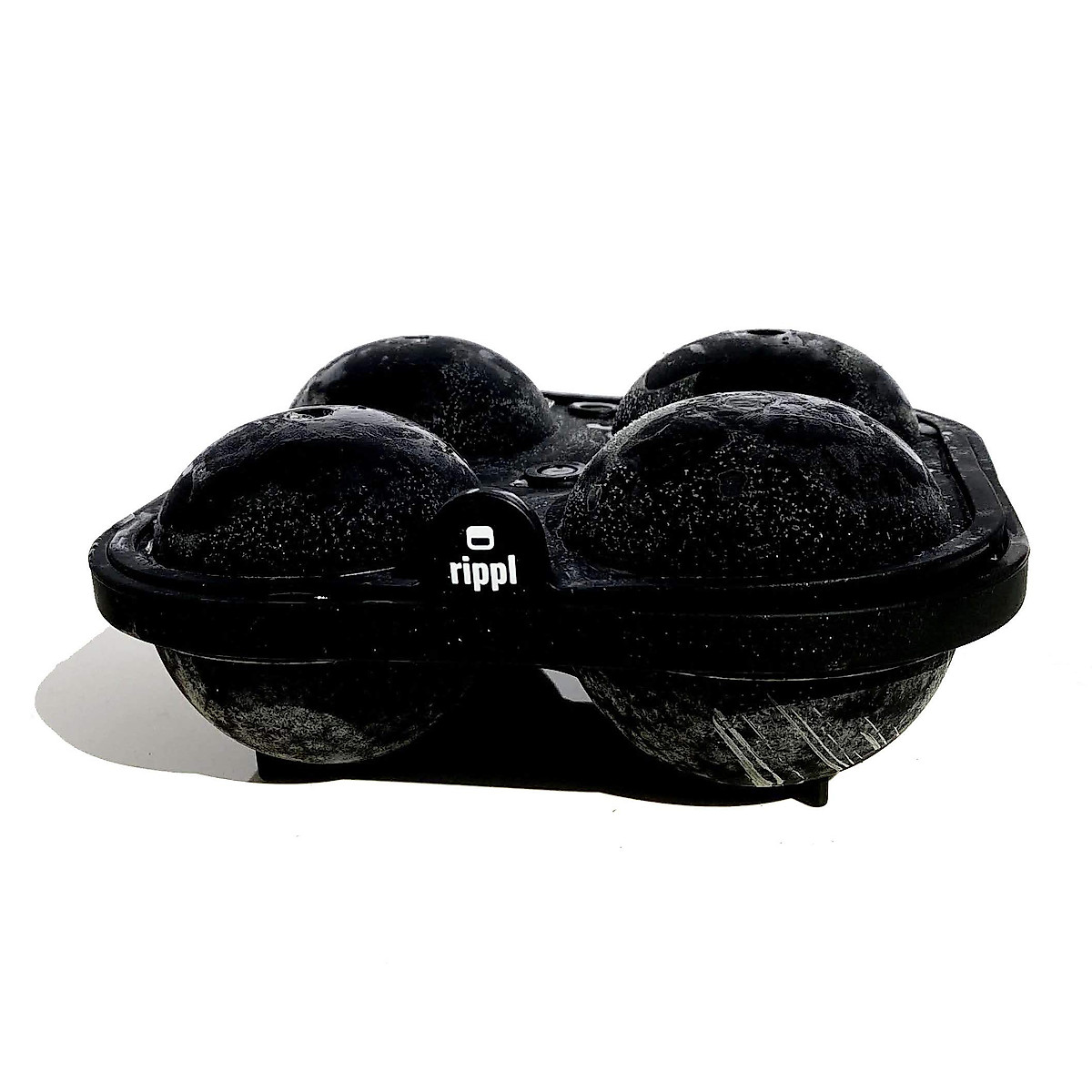 Rippl Ice Sphere Tray - Silicone Ice Tray with 4 Cavity Sphere Ice Cube Mold - Will Make Big Ice Spheres For Whiskey - In Black