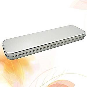 NUOBESTY Tiny Box 5pcs Tinplate Pen Box Metal Pencil Case Rectangular Pen Holder Empty Hinged Tin Box Multi Functional Container for Students Adults Pen Pencil Makeup Brushes Syringe Small Pencil Box