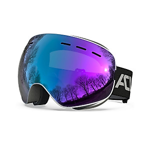 ACURE Ski Goggles, OTG - Over Glasses Snow Snowboard Goggles, Anti Fog, 100% UV400 Protection for Men Women Kids