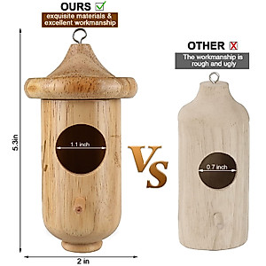 Hummingbird House for Outside Hanging, Wooden Hummingbird Gifts Nest 3 Pack with Hemp Ropes, Gardening Gifts Humming Bird Houses Home Decoration