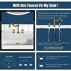 𝐕𝐨𝐭𝐚𝐦𝐮𝐭𝐚 𝐁𝐚𝐭𝐡𝐫𝐨𝐨𝐦 𝐒𝐢𝐧𝐤 𝐅𝐚𝐮𝐜𝐞𝐭 Antique Brass Bathroom Faucets for Sink 3 Hole 8 Inch Widespread Bathroom Faucet 2 Handles Faucet for Bathroom Sink with Pop Up Drain