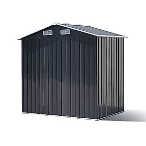 FIZZEEY 6' x 4' Outdoor Storage Shed Metal Garden Sheds w/Lockable Doors for Backyard Patio Lawn, Black