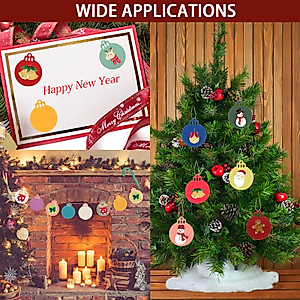 300 Pieces Round Bauble Hanging Gift Tags Blank Christmas Tree Labels Multicolor Round Gift Tags 2.7‘’ x 3.5" Round Bauble Hanging Cutout Ornament for DIY Crafts Xmas Holiday Party Decor,15 Colors