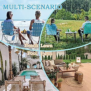 #WEJOY Lightweight Webbing Beach Chair Folding Webbed Beach Chairs Ultralight Web Lawn Chair Portable High Back Camping Chairs Outdoor Folding Chairs for Sand, Concert, Garden, Grey/Blue
