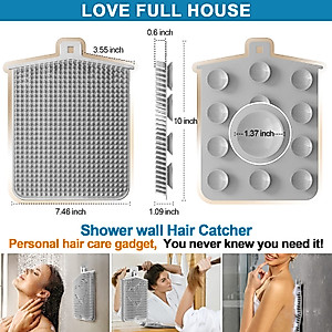 INVIHUG, Shower Hair Catcher Wall, Hair Collector for Shower Drain, Love Full House Hair Catcher Wall-Mounted, Shower Drain Protector (Gray)