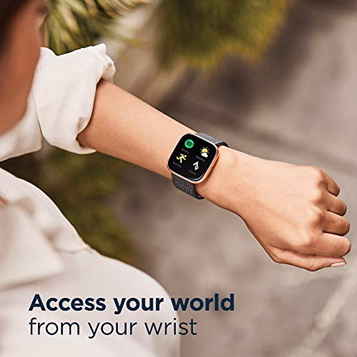 Fitbit Versa 2 Health & Fitness Smartwatch with Heart Rate, Music, Alexa Built-in, Sleep & Swim Tracking, Petal/Copper Rose, One Size (S & L Bands Included) (Renewed)