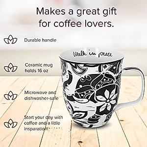 Karma Ceramic Black and White Boho Mug, 1 Count (Pack of 1), Elephant