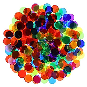 300pcs Plastic Tokens Bingo Chips Markers for Bingo Game Cards Game Accessories (Blue + Yellow + Green + Purple + Orange Each 50pcs)