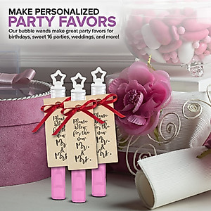 Wedding Bubbles Bulk - White Star Top Wands (100 Count) Individual Mini Bubble Wand Favors for Weddings, Celebration Party Favor for Guests - Stock Your Home