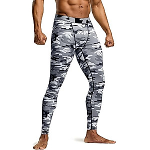 TSLA Men's Compression Pants - Cool Dry Athletic Sports Workout Running Tights Leggings Baselayer, 3pack Tights Camo Black/Camo Grey/Camo Red, Medium