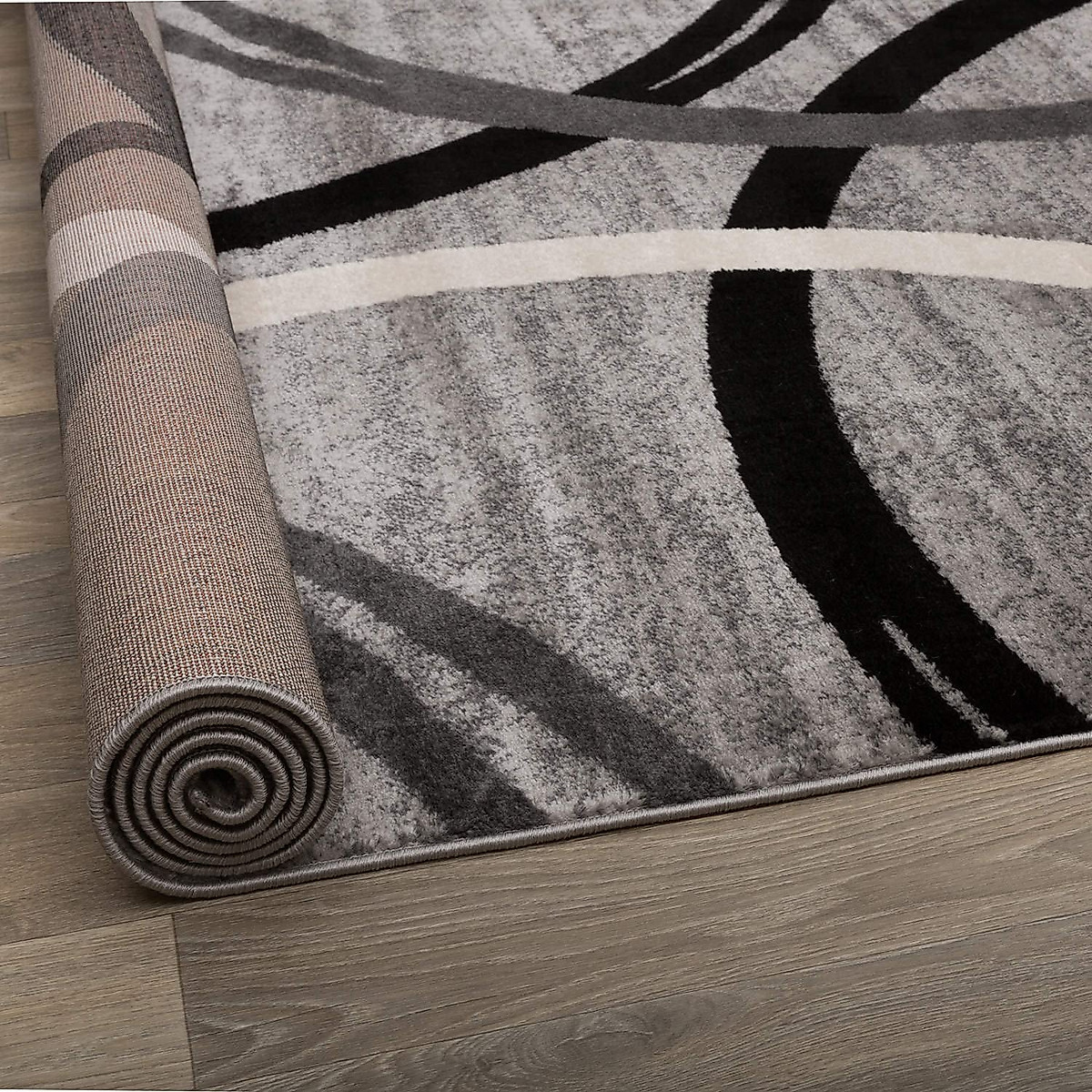 Rugshop Modern Wavy Circles Design Runner Rug 2' x 10' Gray