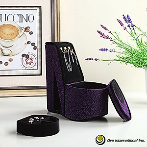 ORE International HBB1822 Iridescent High Heel Shoe Display with Hooks Jewelry Box, Purple Velvet