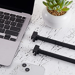Epakh 4-Piece PVC Black Hanging File Folder Rails with 8 Clips, 1 x 0.75 x 0.75 Inches (Hooks), 15.75 x 0.59 x 0.13 Inches (Rails), Office, Home Use