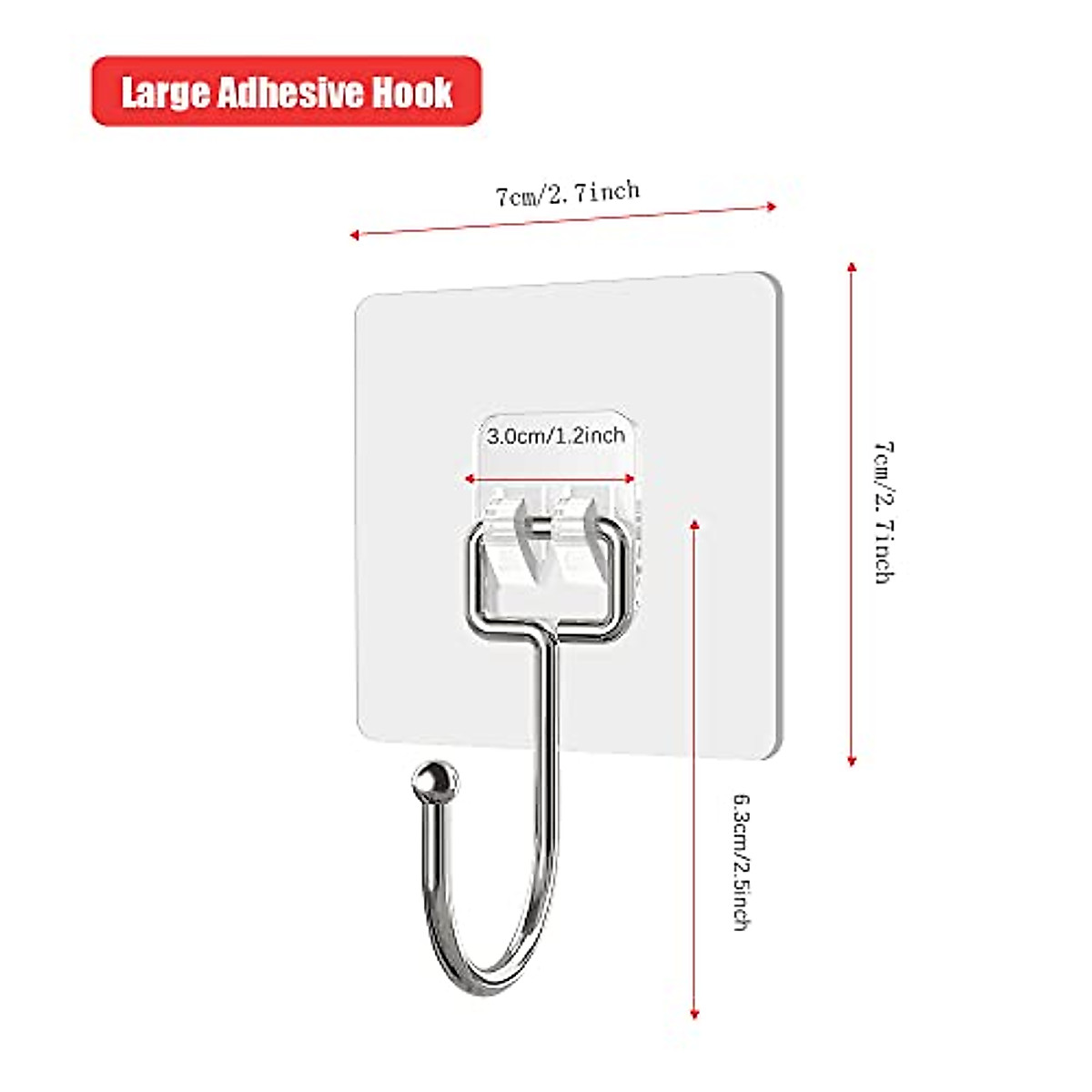 Aussido Large Wall Hooks for Hanging Heavy Duty 12 Pack Adhesive Hooks for Coat Towel Waterproof and Oilproof Sticky Hooks for Bathroom Kitchen(Transparent)