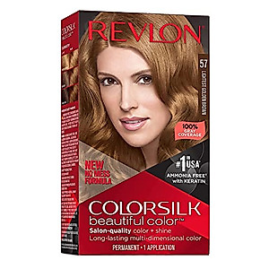 Revlon ColorSilk Beautiful Color Permanent Hair Color, 57 Lightest Golden Brown 1 Each (Pack of 3)