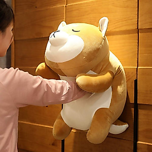 ERDAO Shiba Inu Plush Pillow,Soft Corgi Stuffed Animals Toy Cute Sleeping Puppy Doll Gifts for Kids (Smiling Eyes, 29.5 inch)