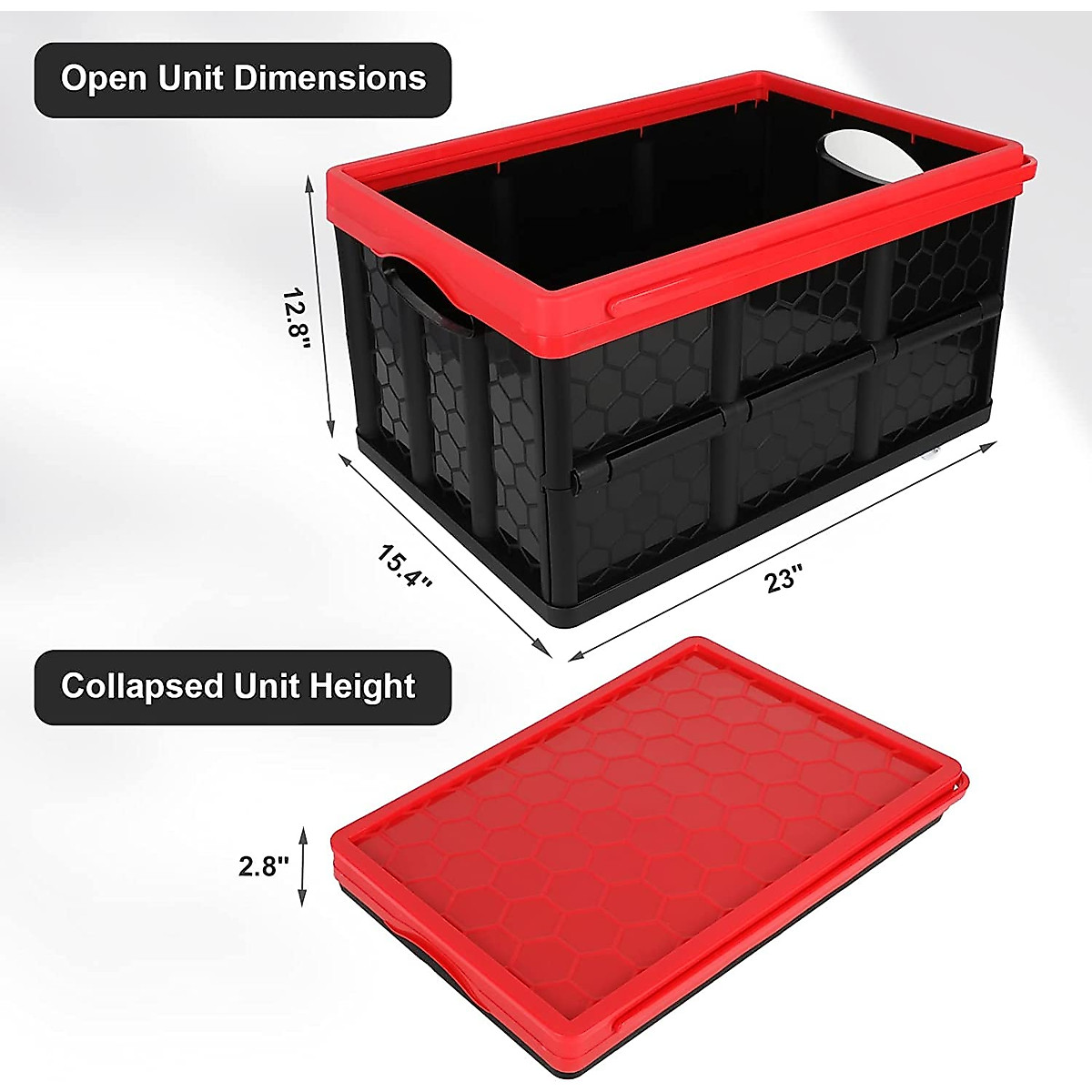 Astarama Foldable Storage Bins withLid, Stackable Storage Box with Removable Pulleys and Trolley, RetractableFoldable Storage Box (Black)