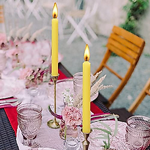 8 inch Taper Candles 4 Pack - Metallic Taper Spiral Candle Taper Candles - Unscented Dripless and Smokeless Home Décor - Dinner, Party, Wedding, Halloween, Churches (8 inch, Yellow)