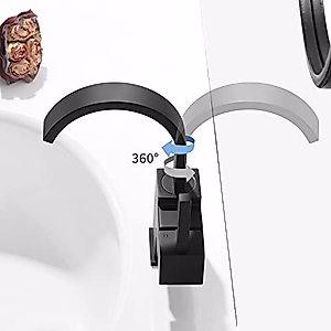 Matte Black Single Hole Bathroom Faucet, Waterfall Single Handle RV Bathroom Faucet for 1 or 3 Hole, Swivel 360 Degree with Pop Up Drain, Deck Plate and Water Supply Line by Phiestina, SGF05-MB-2