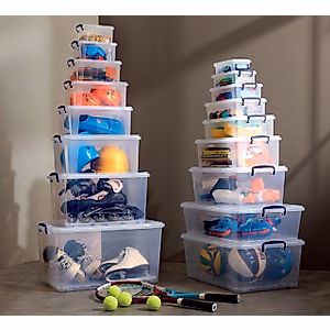 Superio Clear Plastic Storage Bin with Lid, 6 Qt, Non-Toxic, BPA Free, Odor Free, Organizer Storage Box, Stackable Plastic Tote for Home, Garage, School, and Office